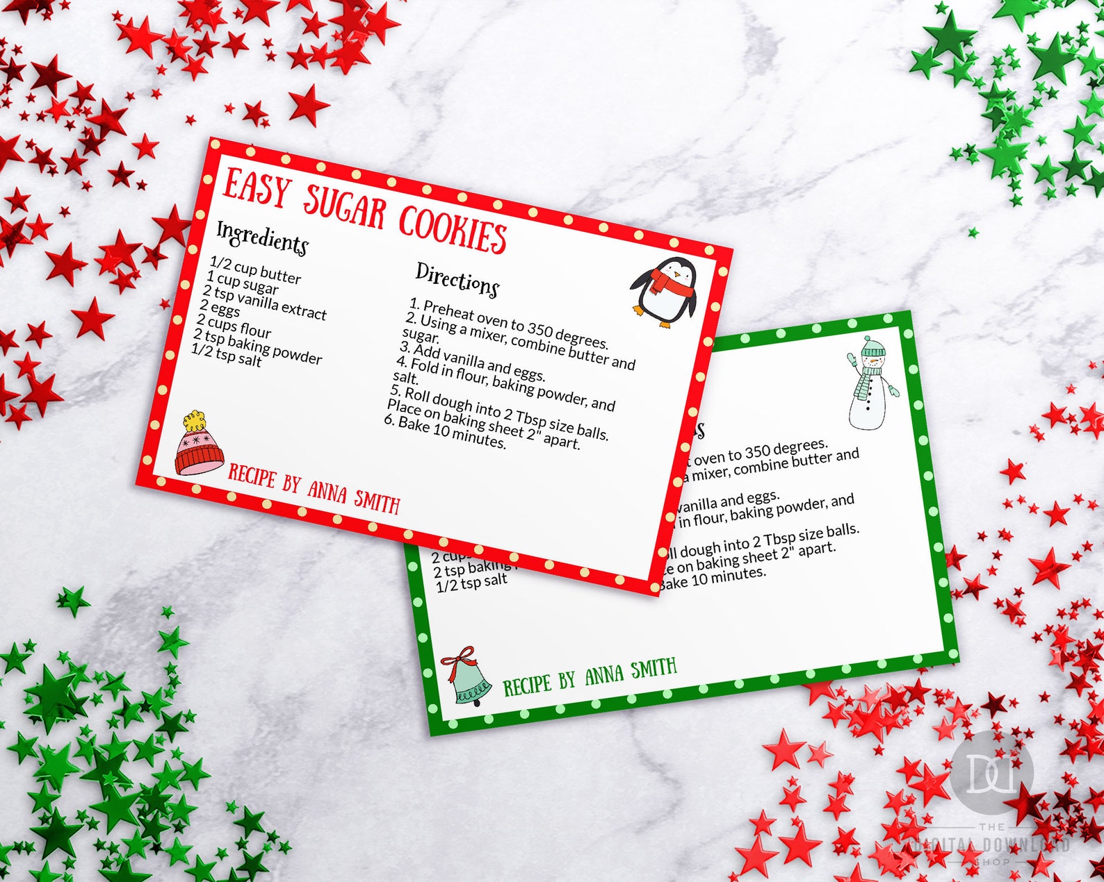 Christmas Cookie Recipe Card Printable Editable Xmas Recipe - Etsy