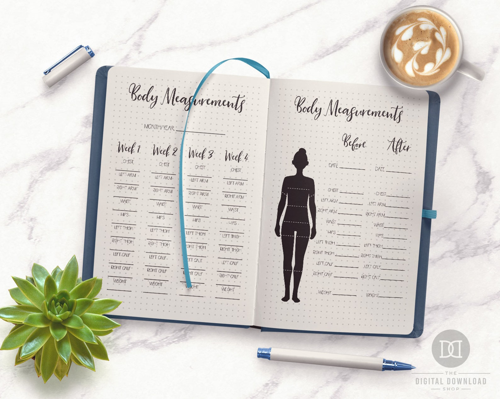 2 Body Measurement Tracker Printables Bullet Journal Body | Etsy
