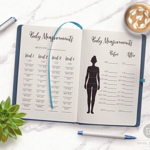 2 Body Measurement Tracker Printables, Bujo Journal Body Measurement ...