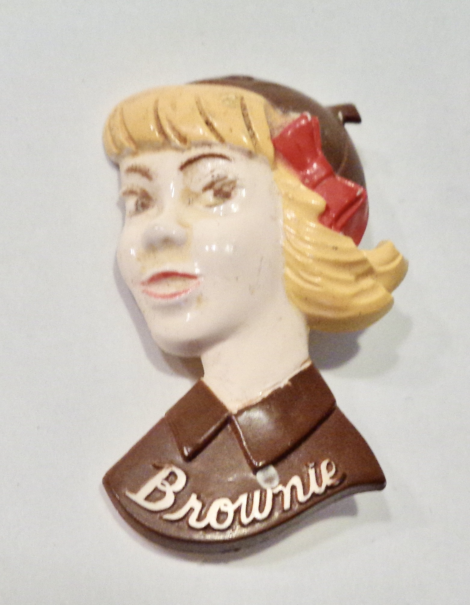 Vintage Mid Century Brownie Girl Plastic Pin Brooch - Etsy