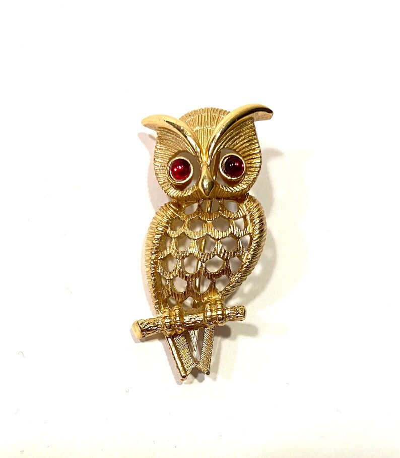 Vintage Mid-century Avon Owl Gold-tone Brooch - Etsy