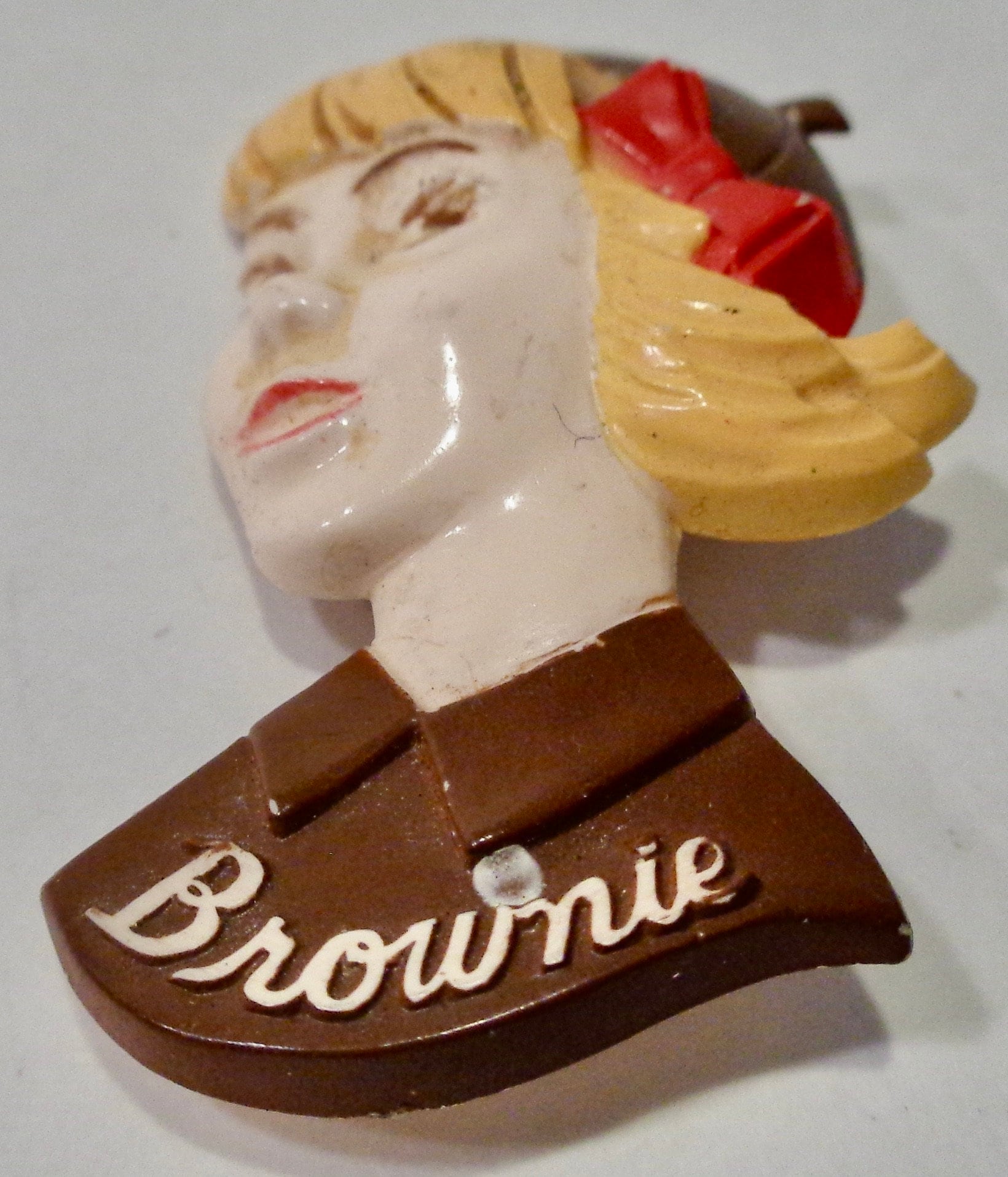 Vintage Mid Century Brownie Girl Plastic Pin Brooch - Etsy