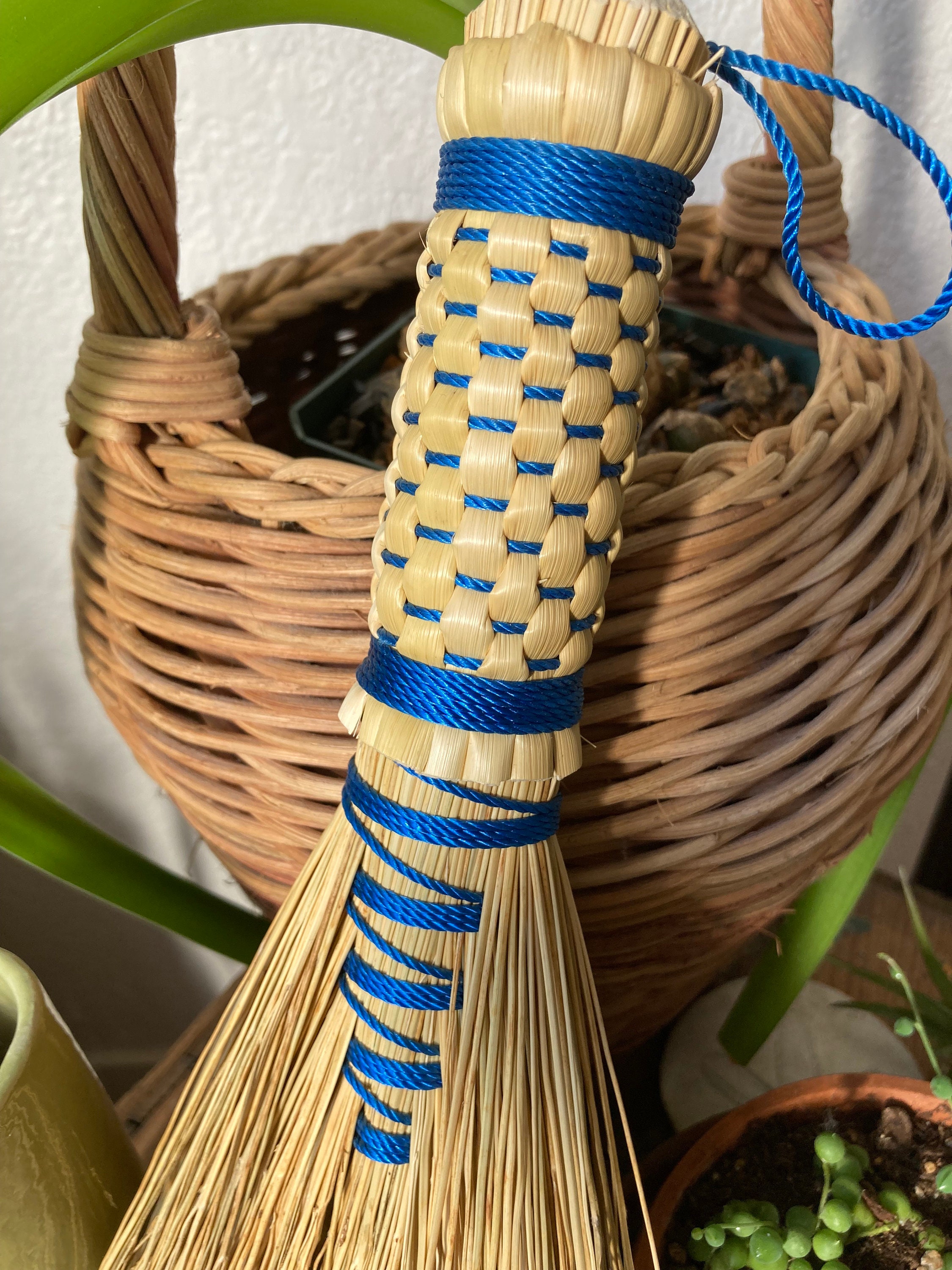 Hawk's Tail Hand Whisk Broom, Turquoise Woven Handle - Etsy