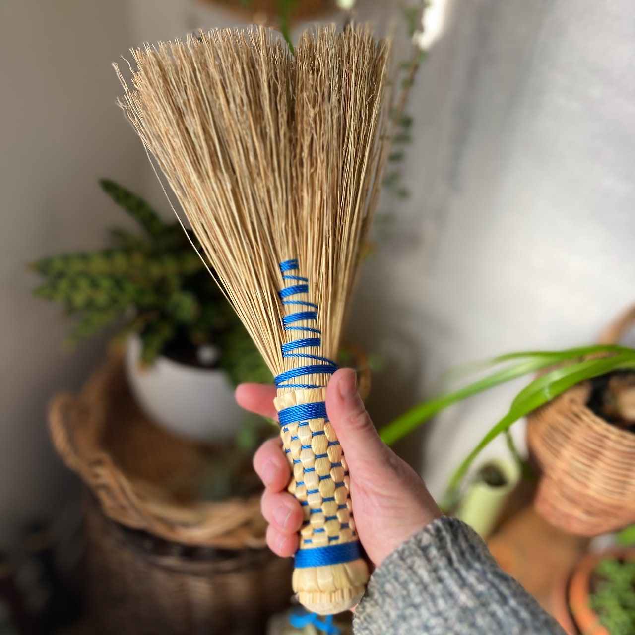 Hawk's Tail Hand Whisk Broom, Turquoise Woven Handle - Etsy