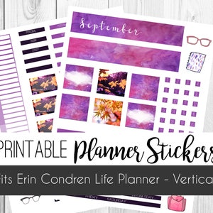 Vertical September Planner Printable Stickers September - Etsy