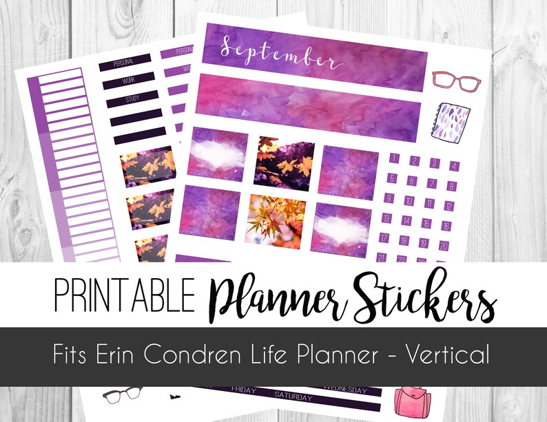 Vertical September Planner Printable Stickers September - Etsy