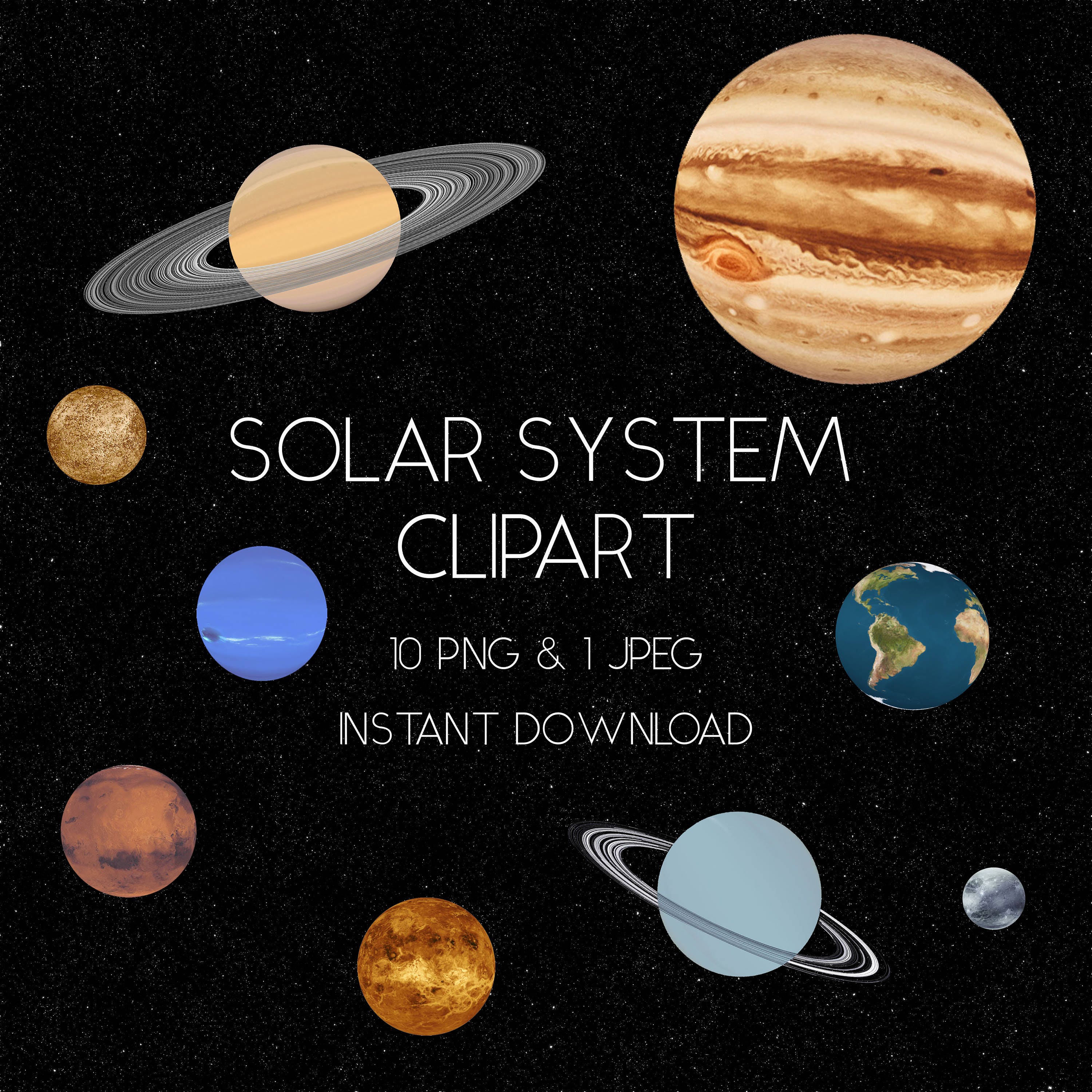 Solar System Clipart Solar System Clip Art Realistic Solar | Etsy