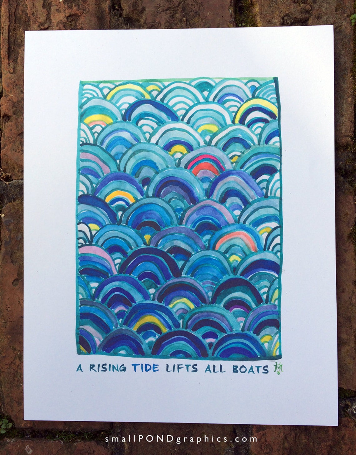 Water Rising Tide Quote Watercolor Print With Hand | Etsy