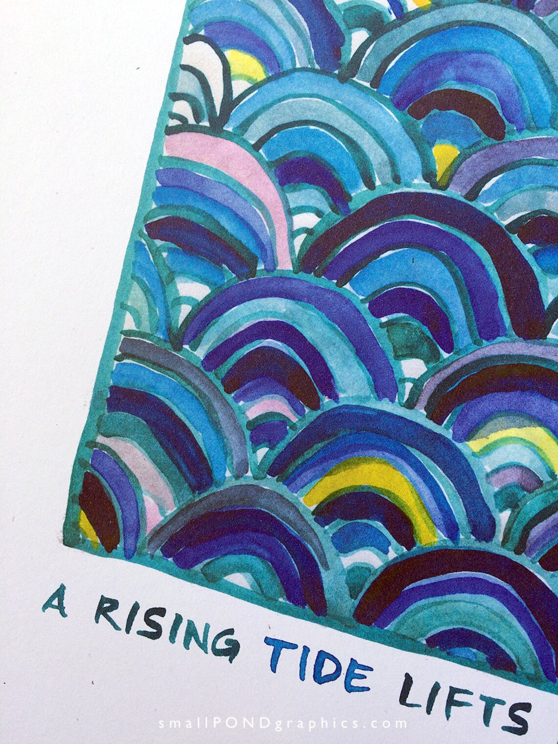 Water Rising Tide Quote Watercolor Print With Hand | Etsy