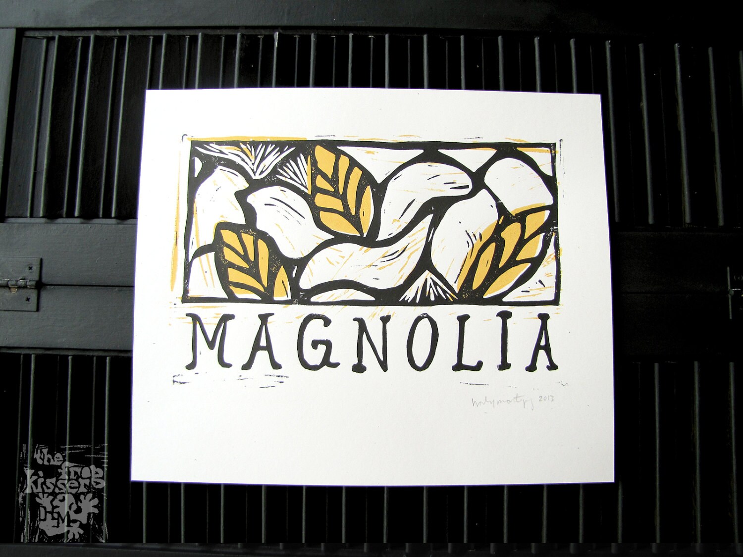 Magnolia Linocut Block Print - Etsy