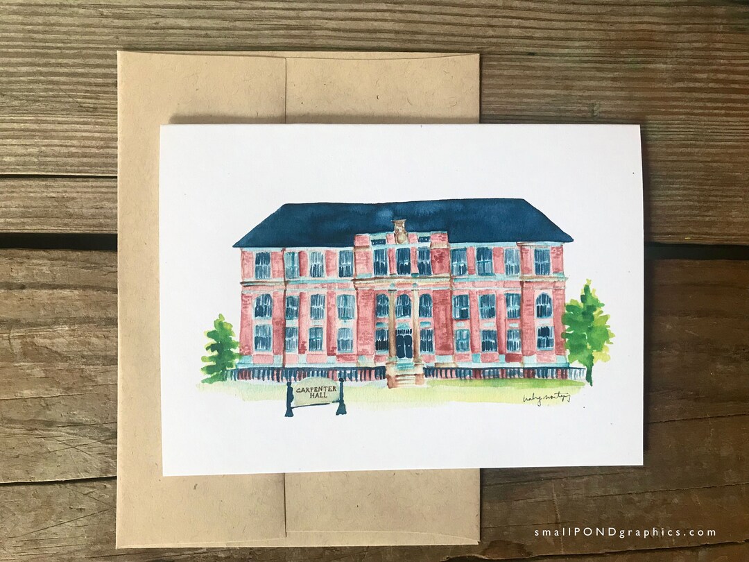 Carpenter Hall - Watercolor Notecard - Engineering Row - Bulldogs ...