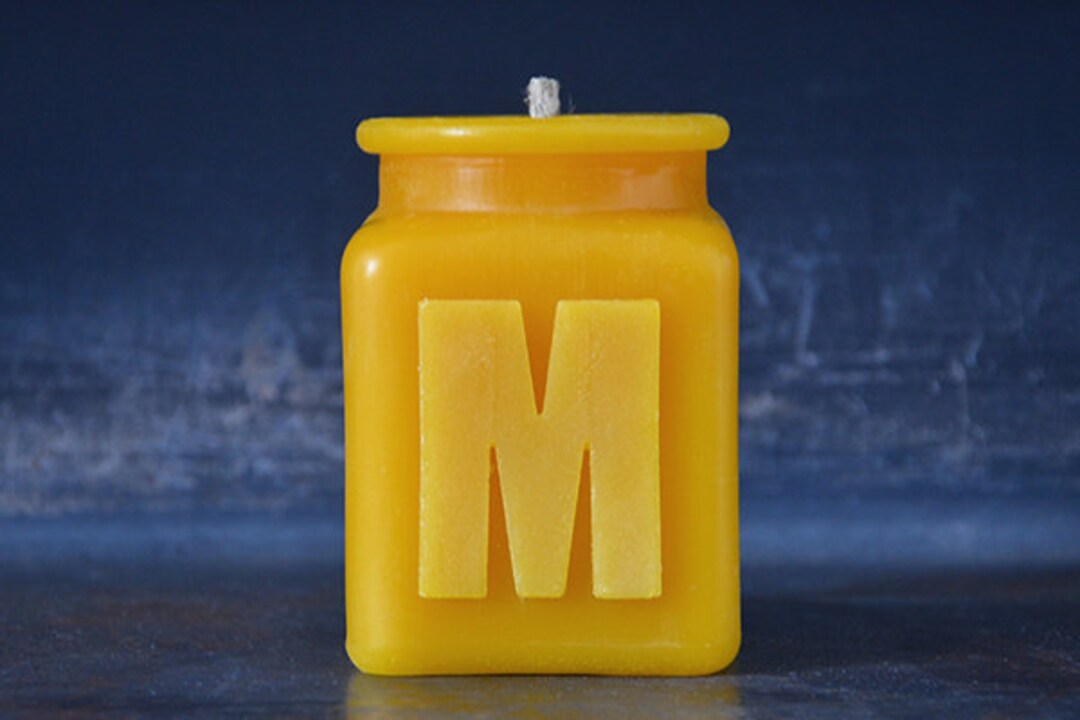 Handmade Personalized Letter M Monogram Beeswax Candle, Table Number ...