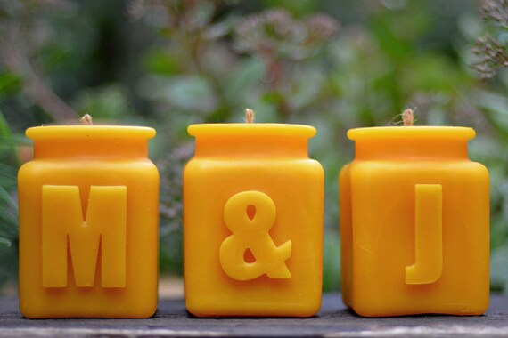 Monogrammed Beeswax Letter Candles Set of 3 Wedding or | Etsy
