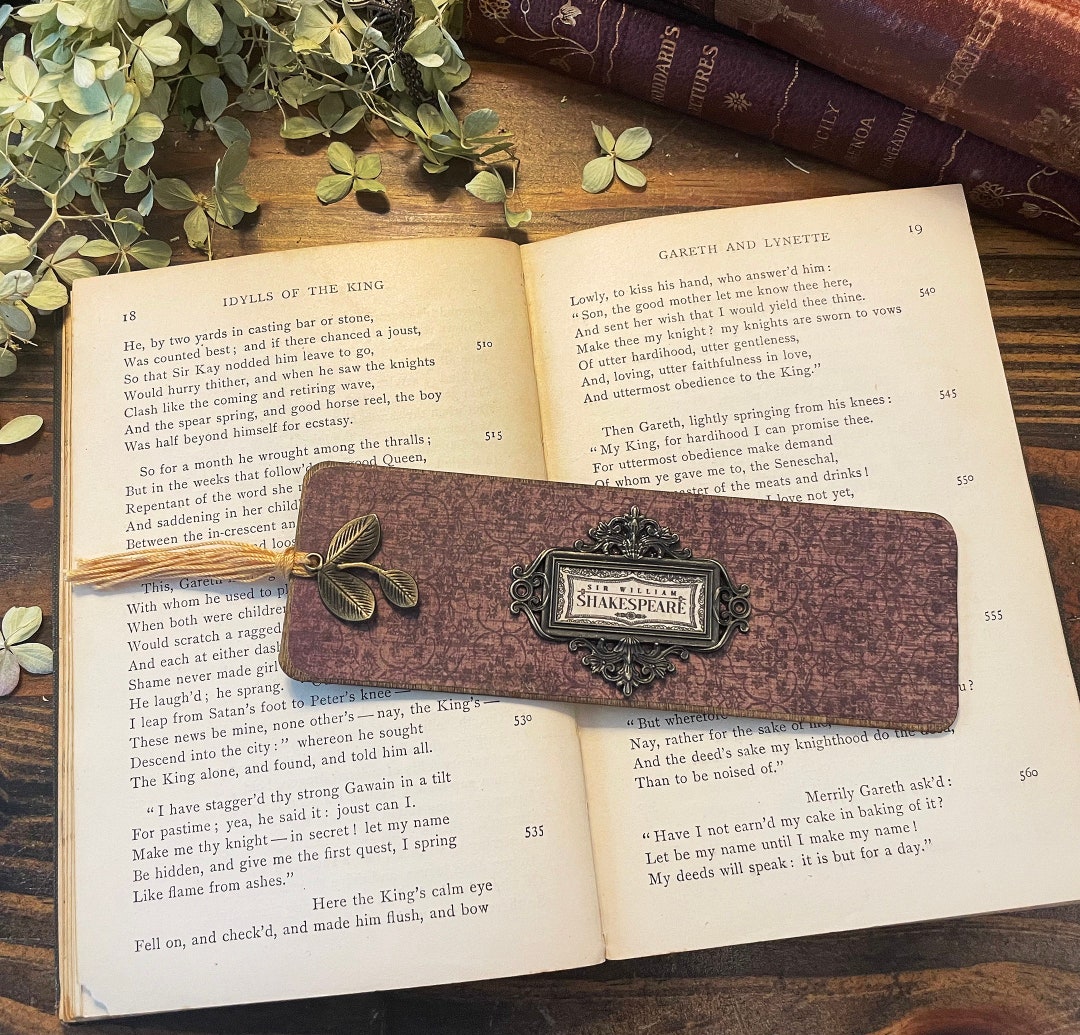Shakespeare Bookmark: Handmade Wood Bookmark With Tassel and Charm - Etsy