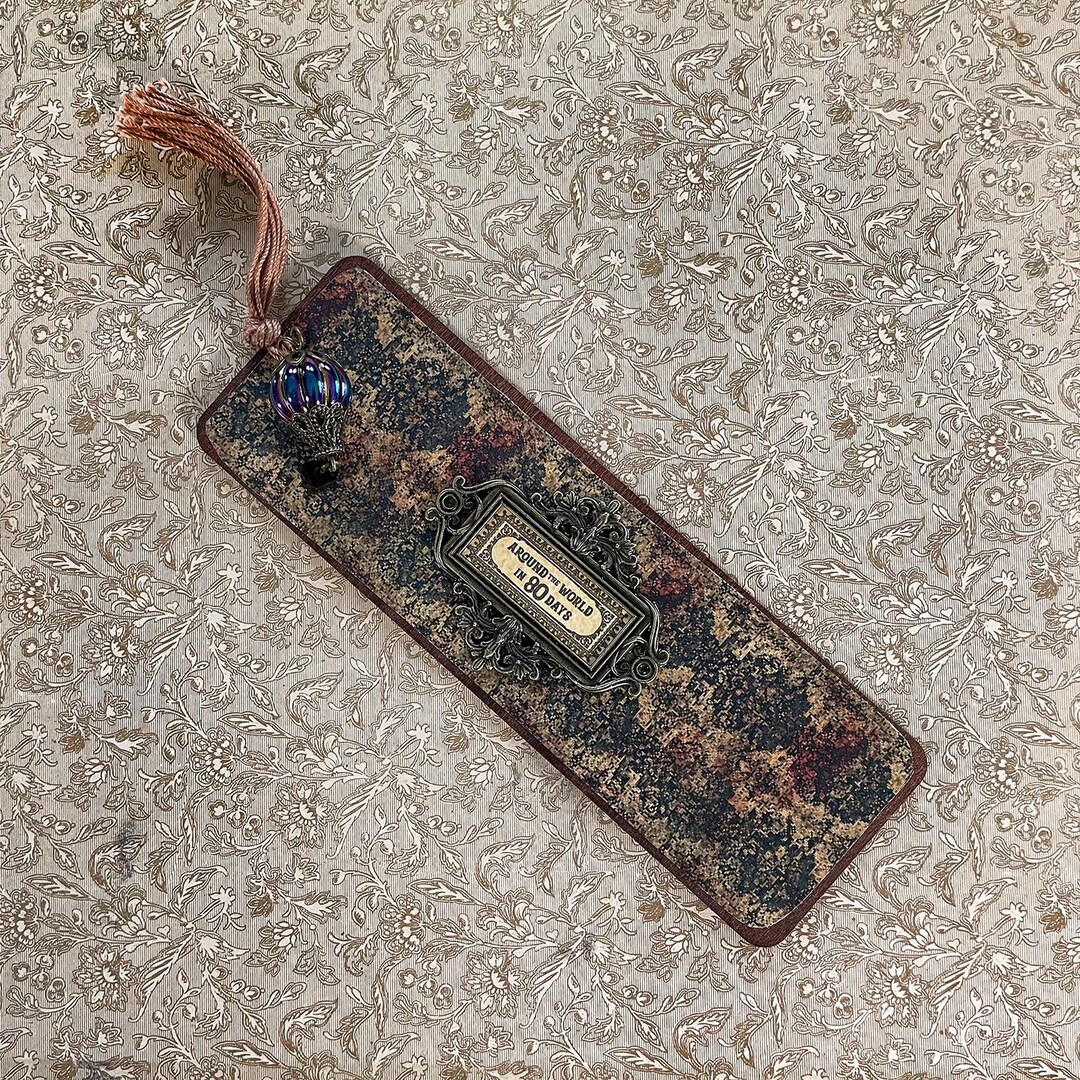 Around the World in Eighty Days, Handmade Bookmark With Charm, Solid ...