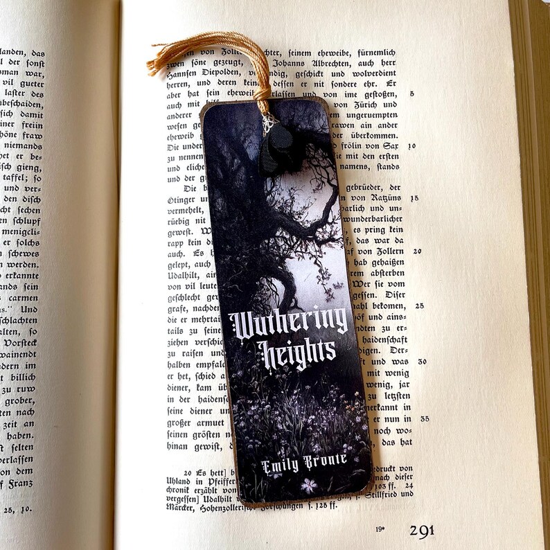 Wuthering Heights, Handmade Bookmark With Charm, Solid Wood - Etsy