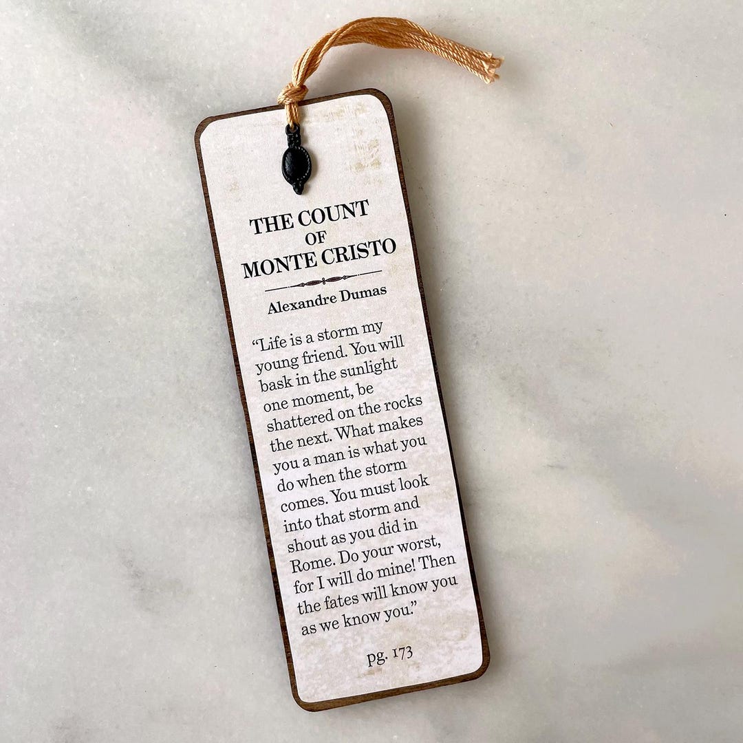 The Count of Monte Cristo, Handmade Bookmark With Charm, Solid Wood - Etsy