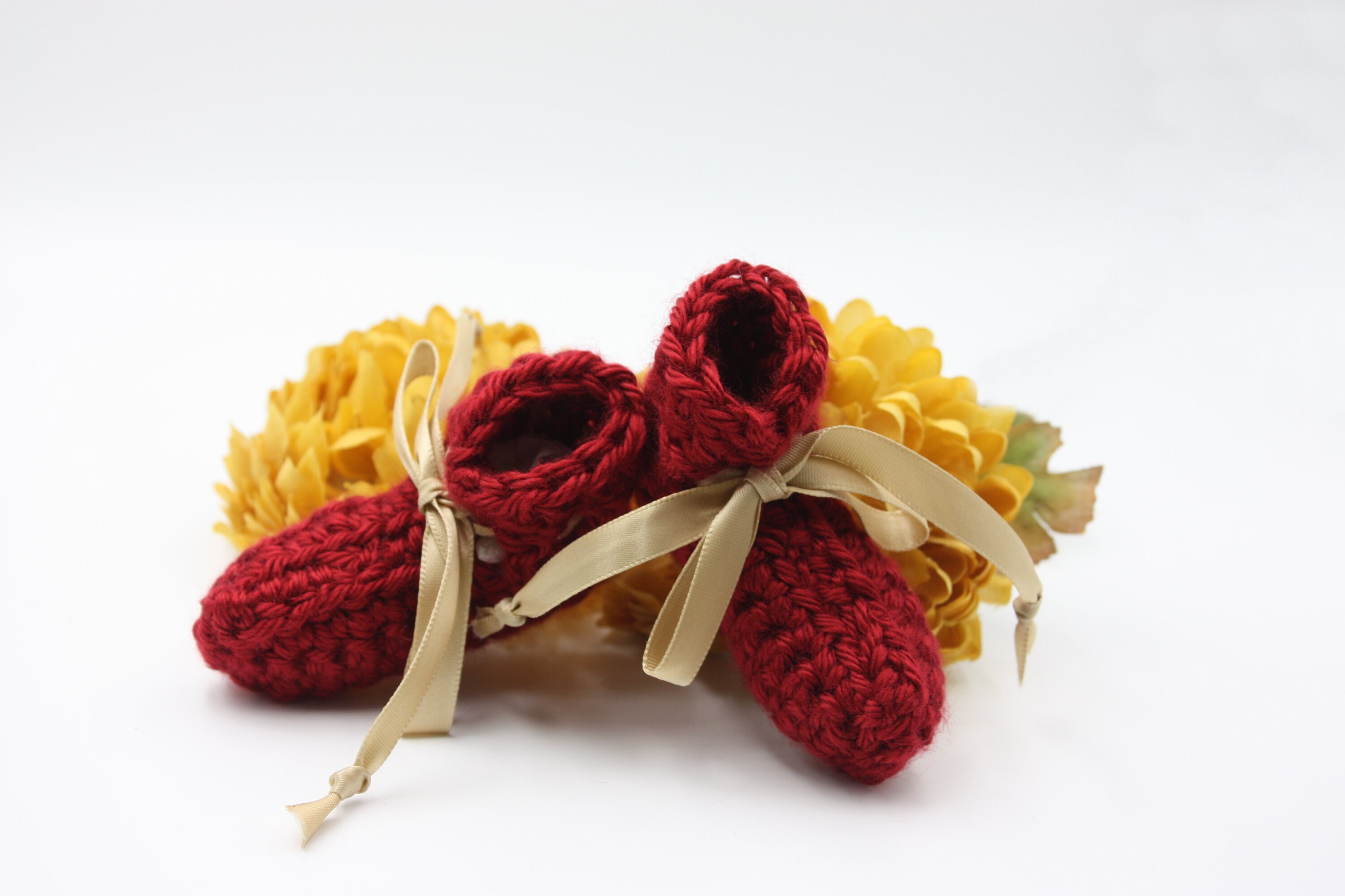 Red Fall Preemie Baby Booties Crocheted Baby Booties Baby - Etsy