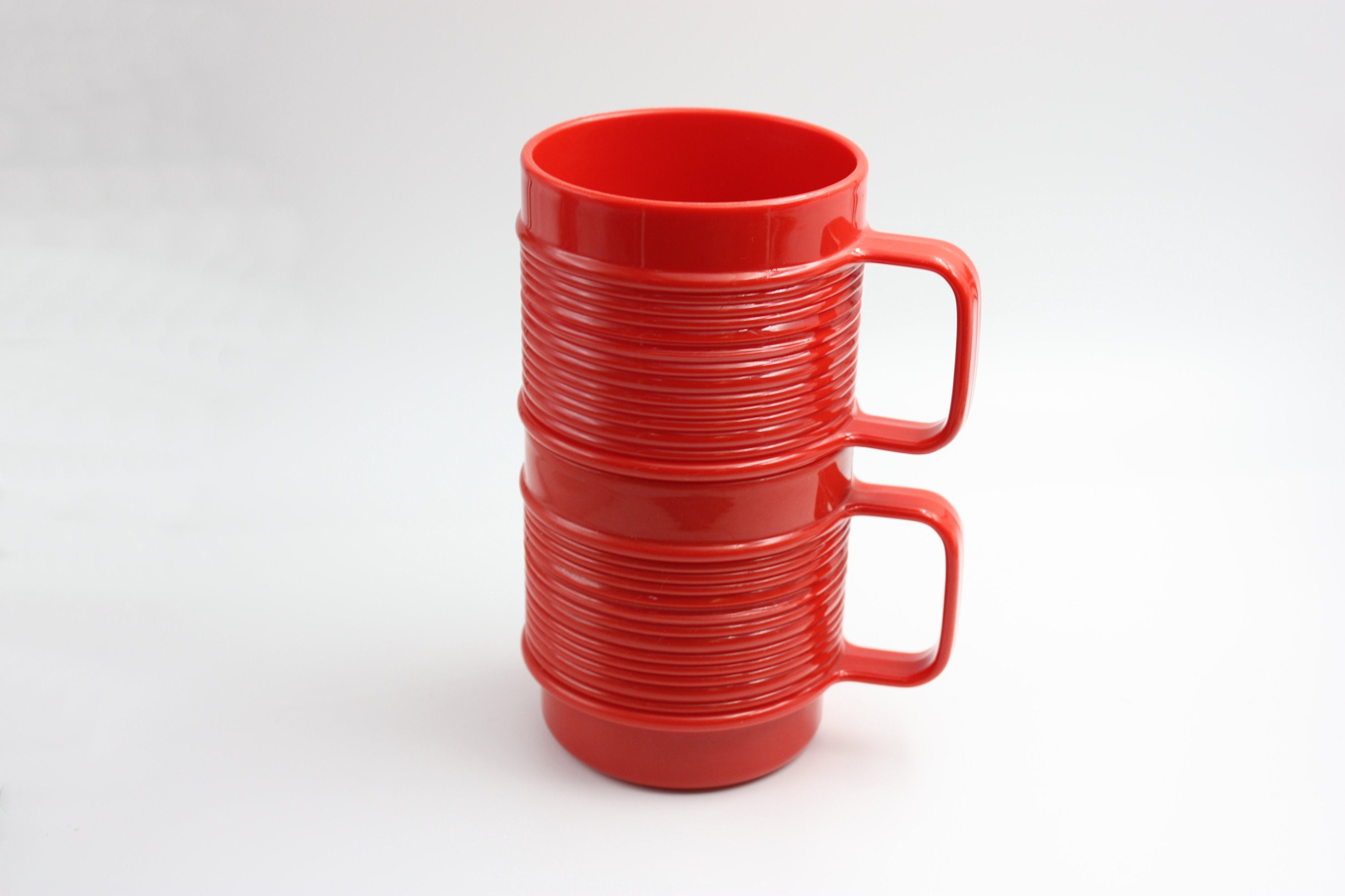 Vintage Red Mugs Stackable Rubbermaid Red Melamine Cups - Etsy