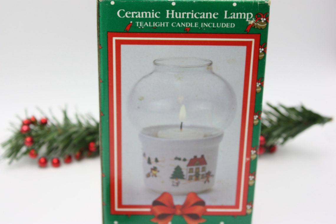 Ceramic Christmas Hurricane Lamp Covered Holiday Candle - Etsy