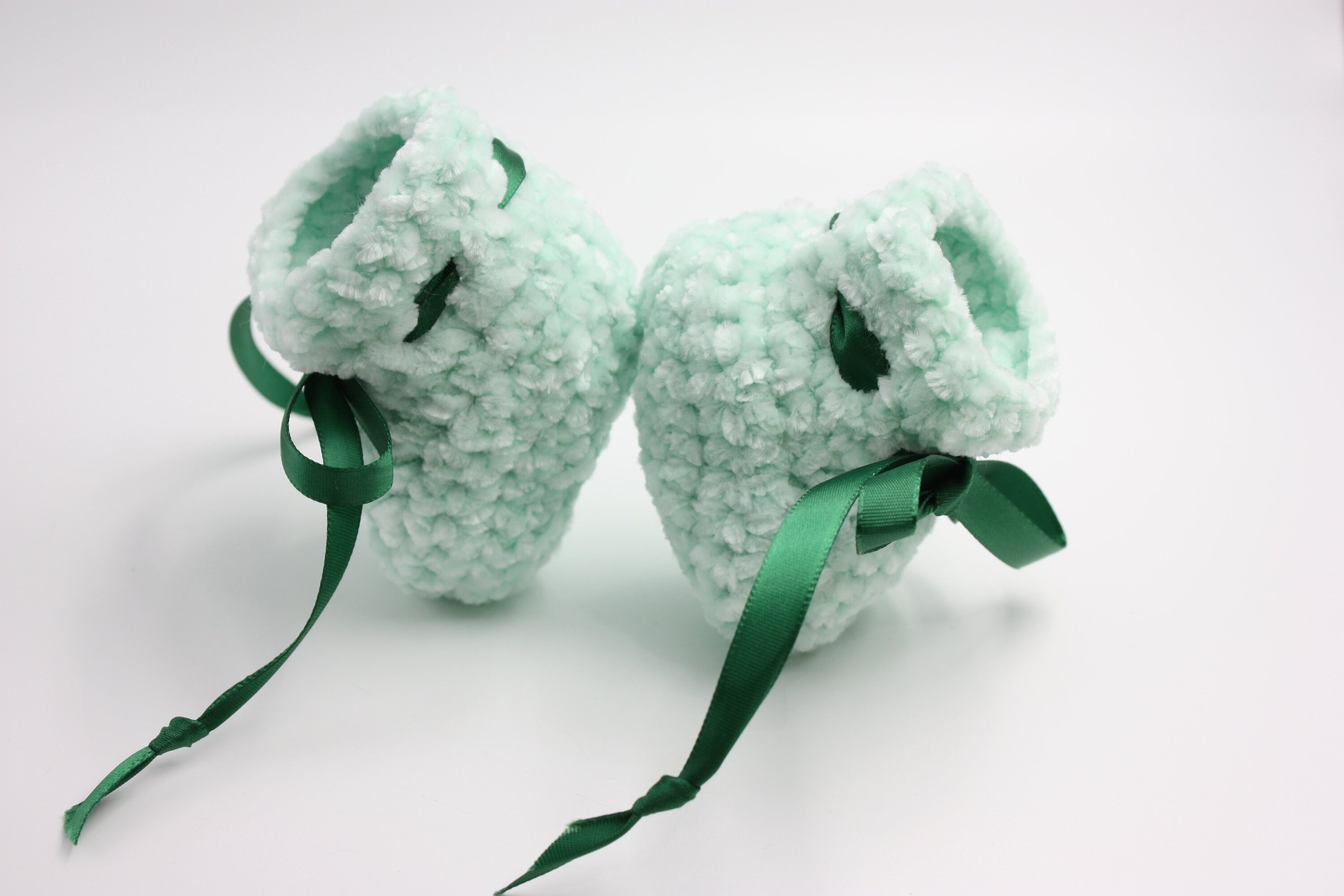 Mint Green Velvet Crochet Baby Booties Christmas Newborn Gift Gender ...