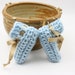 Blue Preemie Baby Booties With Gold Ribbon Ties - - Etsy