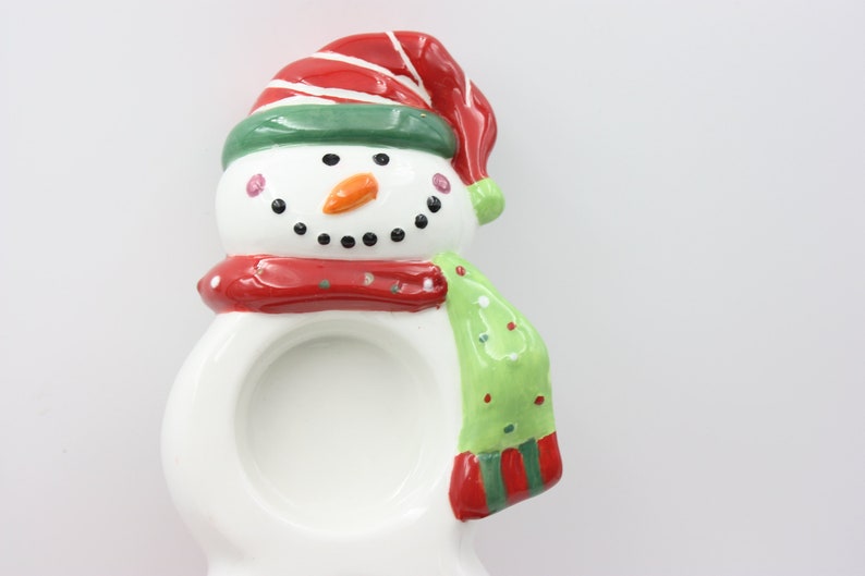 Ceramic Snowman 3 Tea Light Holder Christmas Snowman Candle Holder - Etsy