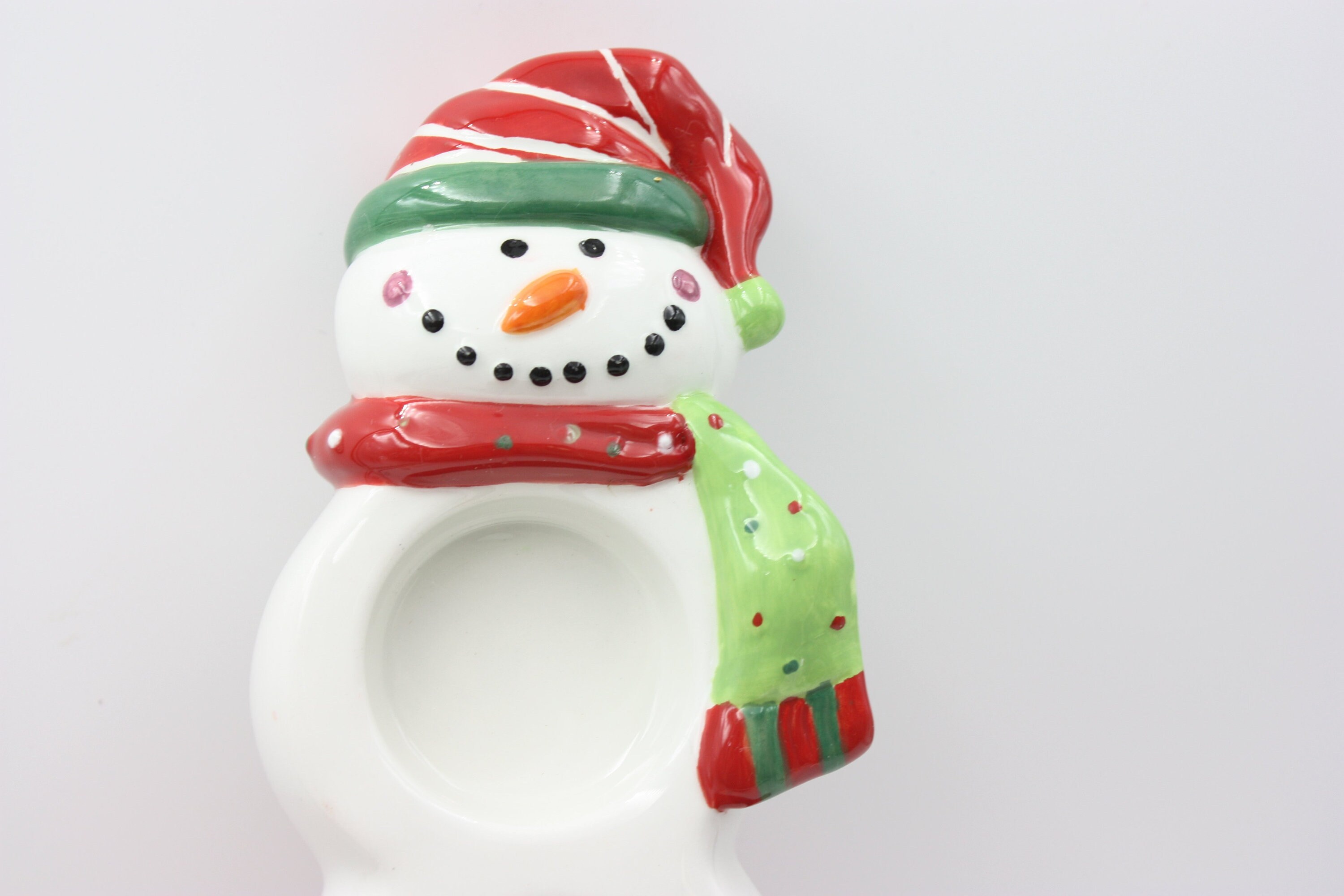 Ceramic Snowman 3 Tea Light Holder Christmas Snowman Candle Holder - Etsy