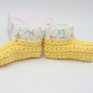 Yellow Preemie Variegated Cuff Booties - Cotton Summer Baby Booties ...
