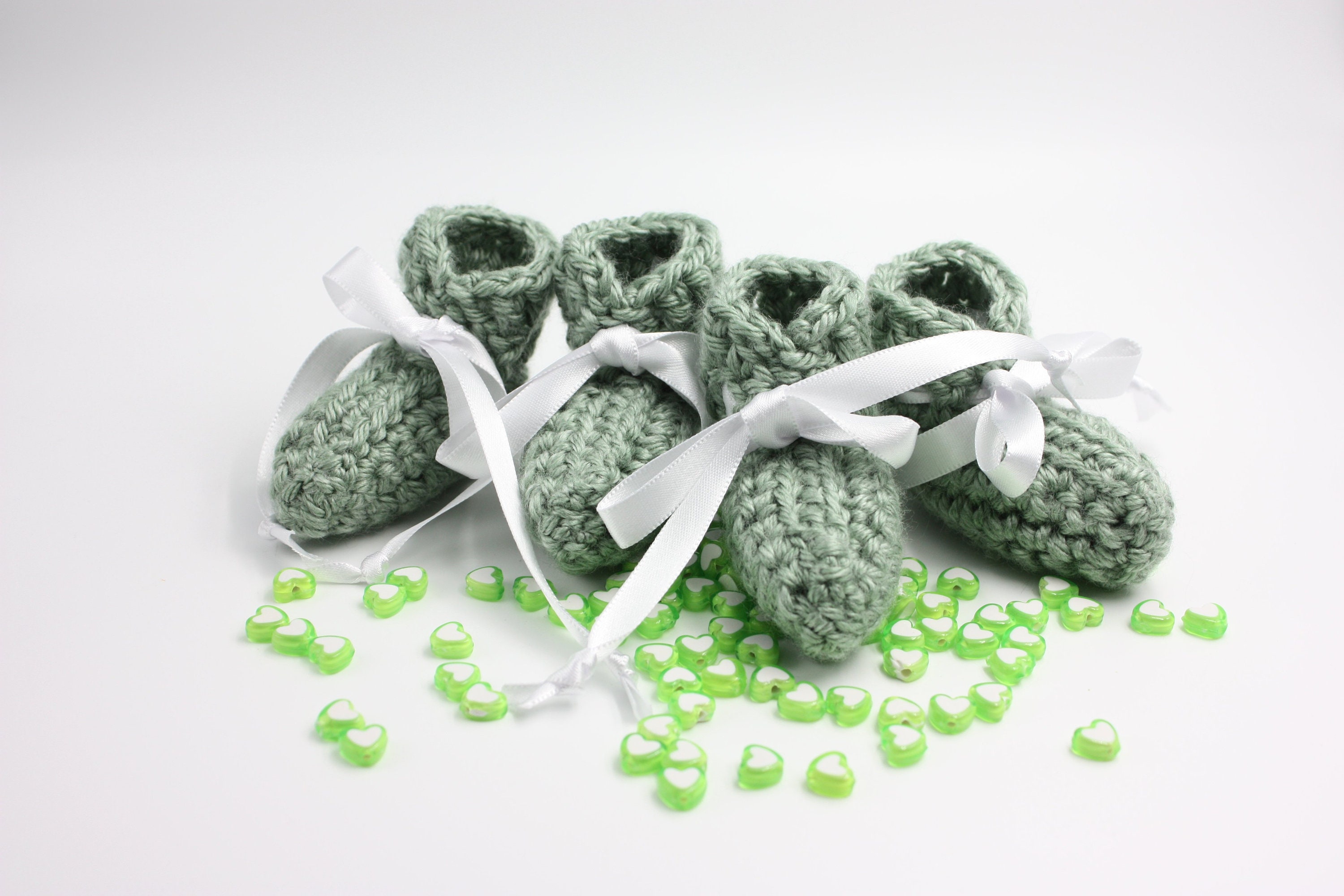 Sage Green Preemie Baby Booties for Twins Crochet Preemie Baby Booties ...