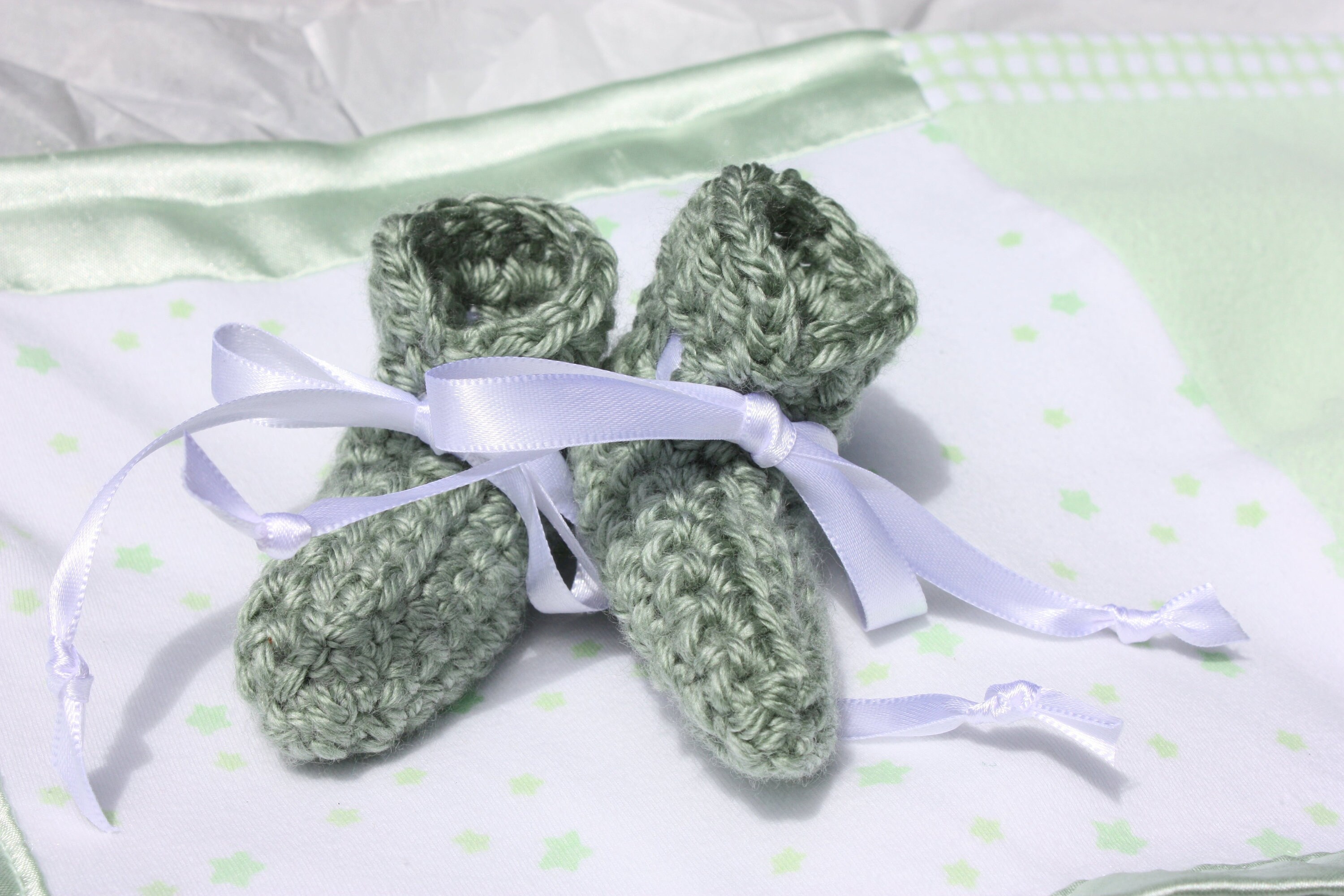 Preemie Baby Booties - Preemie Gender Neutral - Green Preemie Baby ...