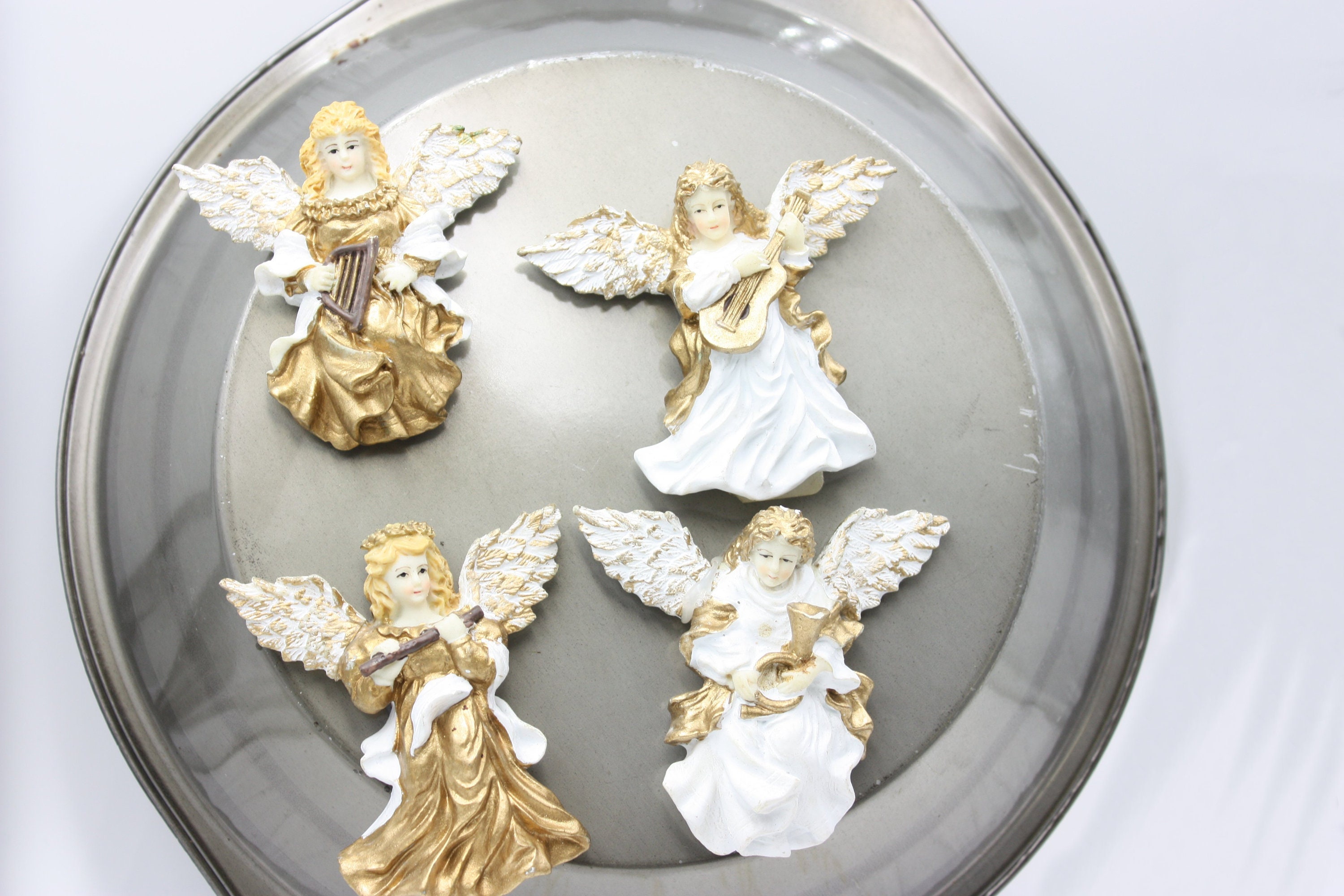 Gold and White Angel Magnets Christmas Angel Magnet Set Music Angel ...