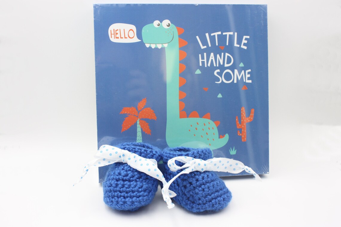 Royal Blue Baby Booties With Polka Dot Ribbon Ties Newborn Baby Boy ...