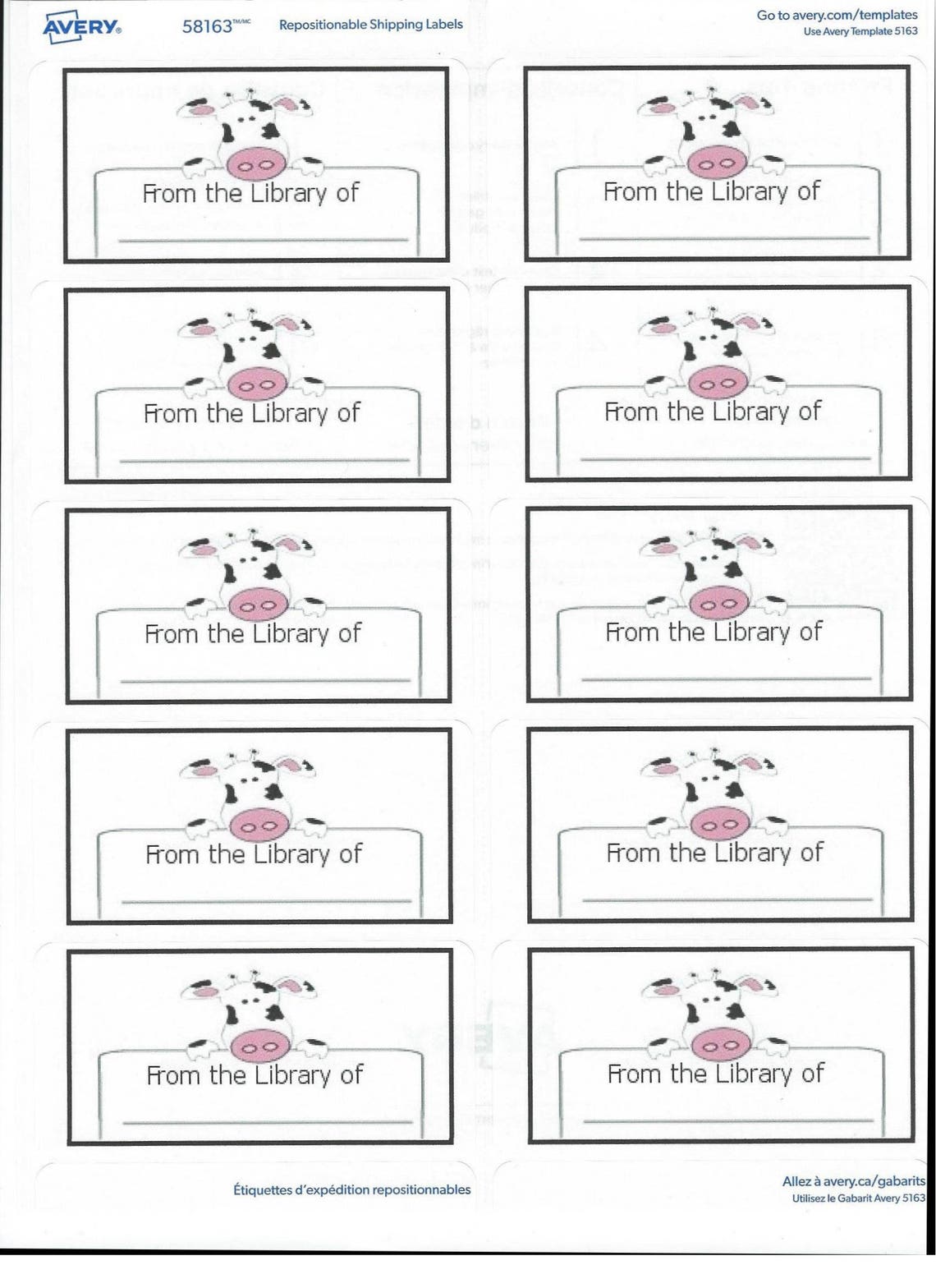 Spotted Cow Book Labels - Printable Book Labels - Digital File ...
