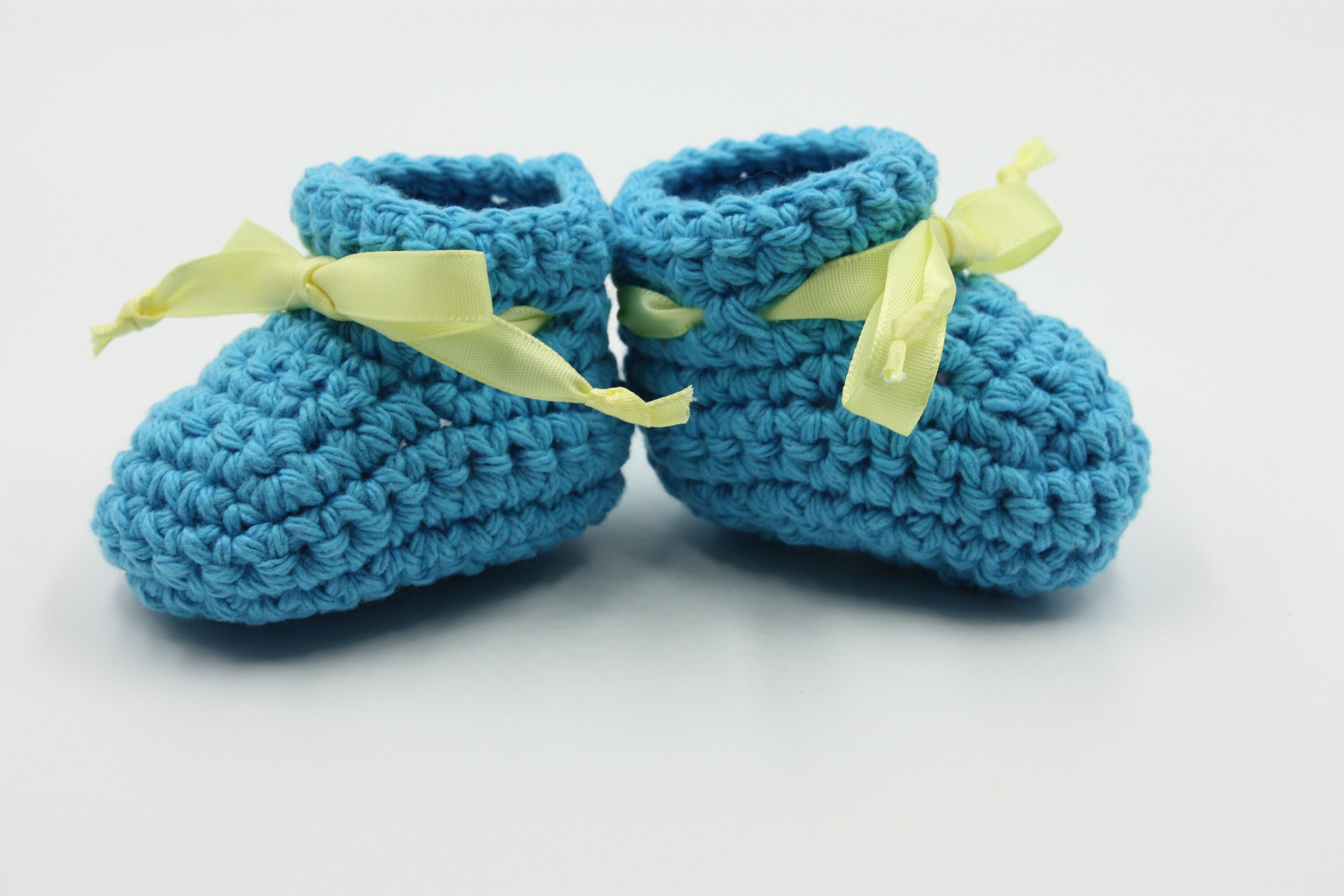 Blue Cotton Baby Booties With Yellow Bow Newborn Blue Booties Summer ...