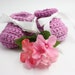 Crochet Plum Booties 3 to 6 Months Baby Booties Ribbon - Etsy