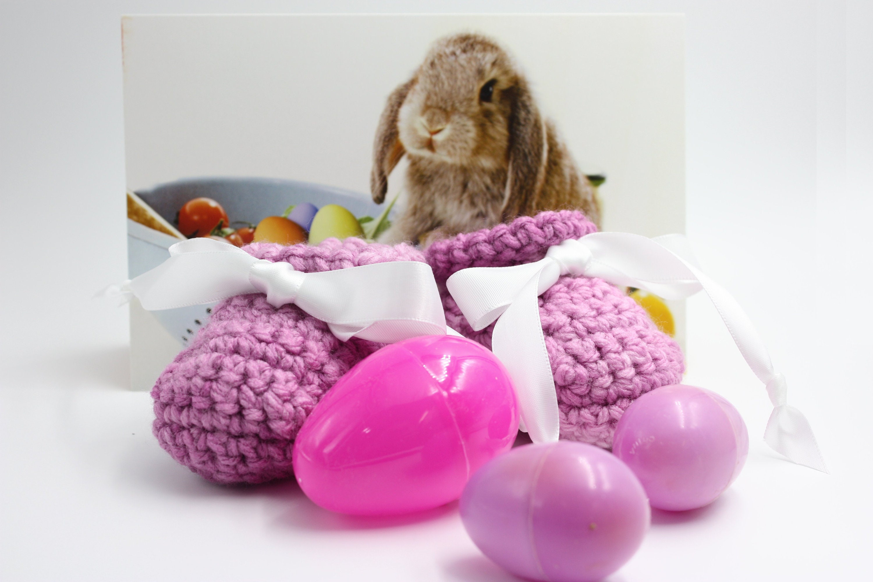 Crochet Plum Booties 3 to 6 Months Baby Booties Ribbon Ombre Booties - Etsy