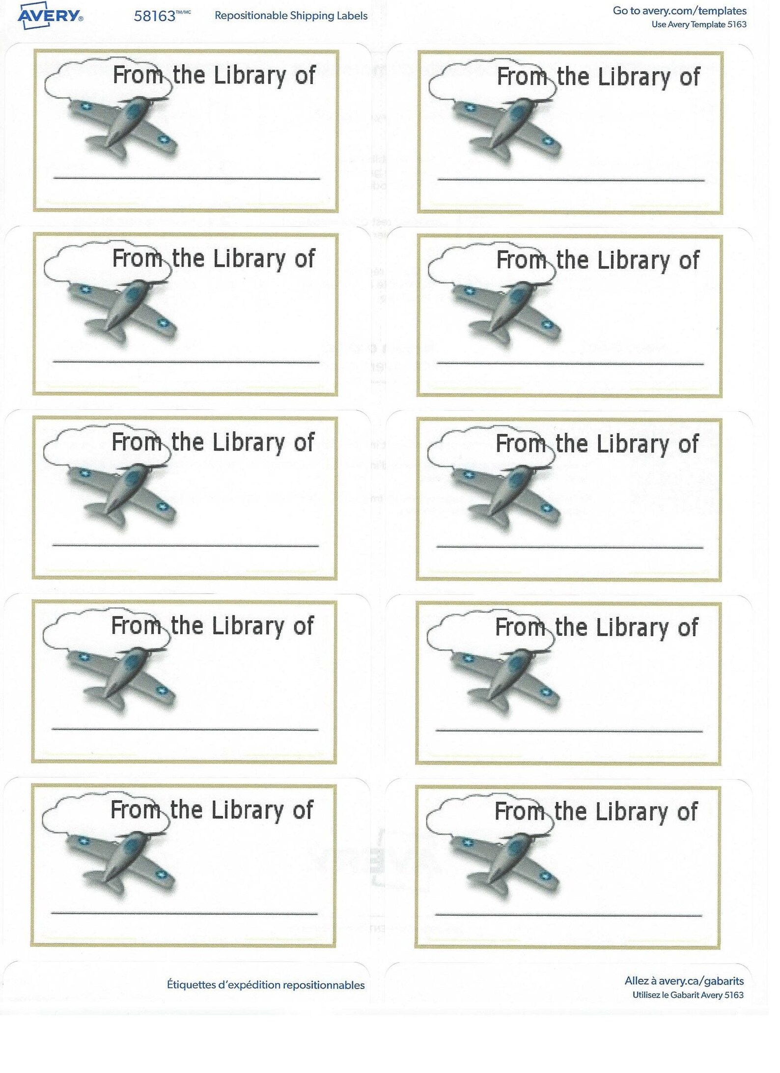 Airplane Book Labels - Child Book Labels - Book Baby Shower - Printable ...