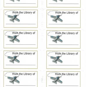 Airplane Book Labels - Child Book Labels - Book Baby Shower - Printable ...