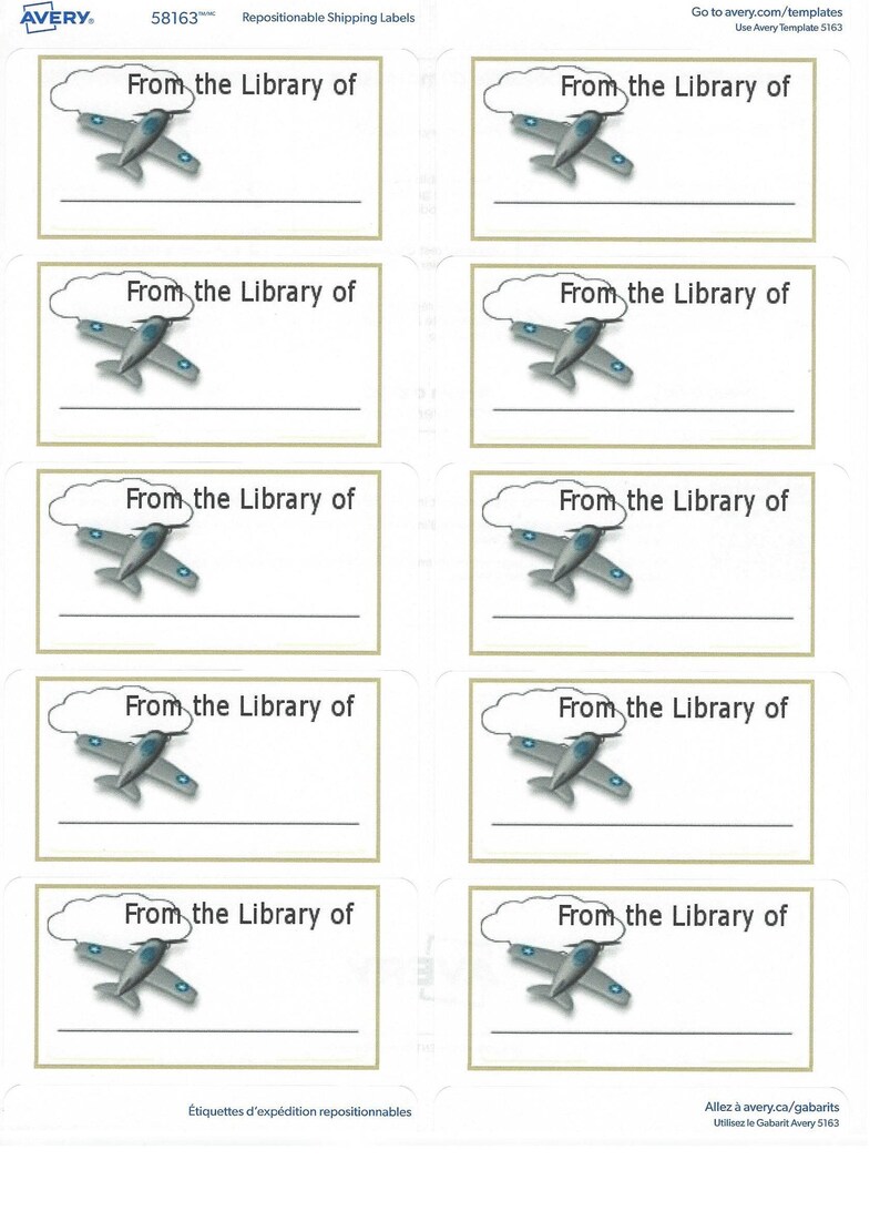 Airplane Book Labels - Child Book Labels - Book Baby Shower - Printable ...