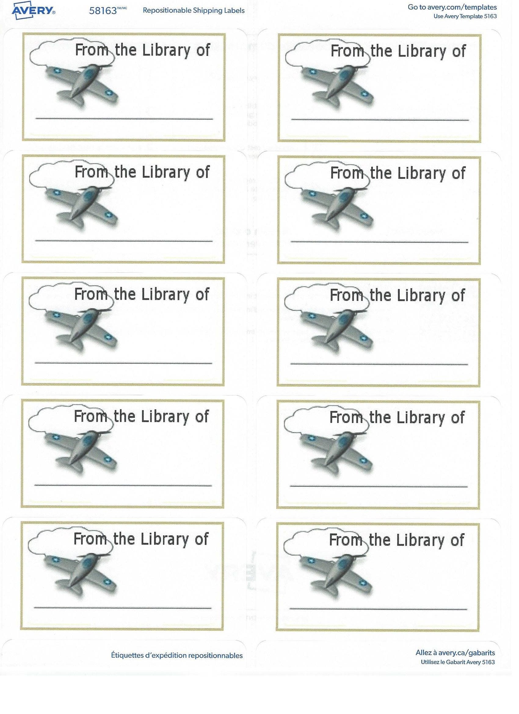 Airplane Book Labels - Child Book Labels - Book Baby Shower - Printable ...