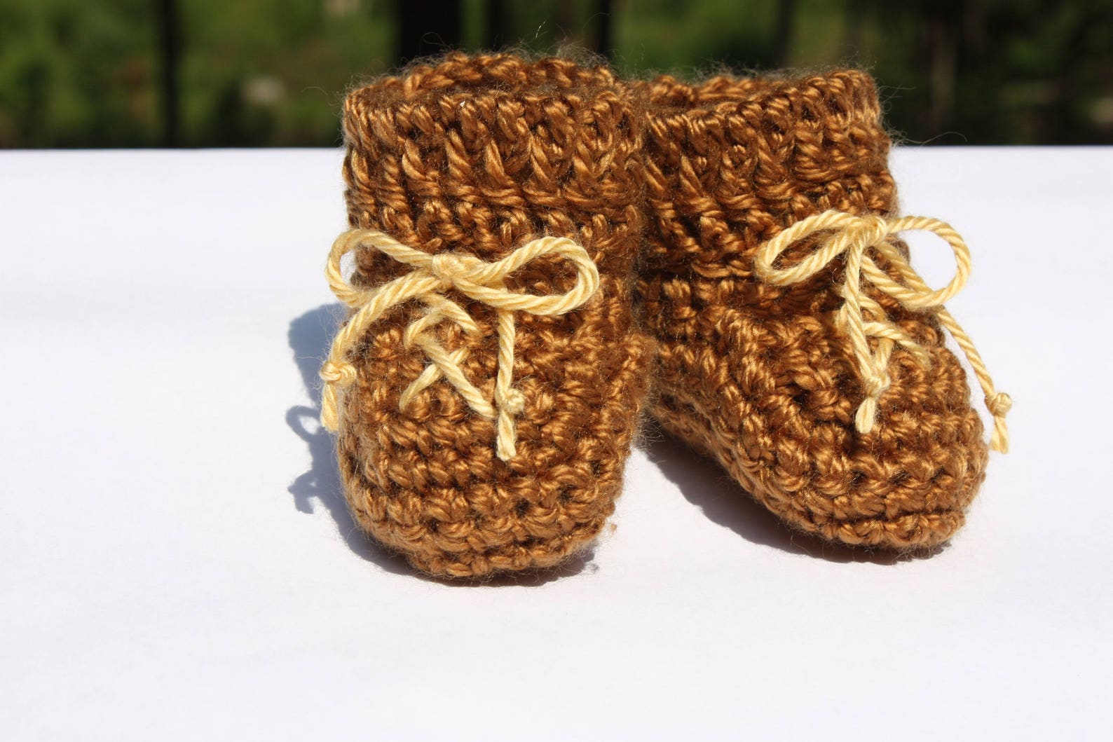Brown Laced Baby Boy Booties Brown Crochet Baby Booties Brown Baby Boy ...