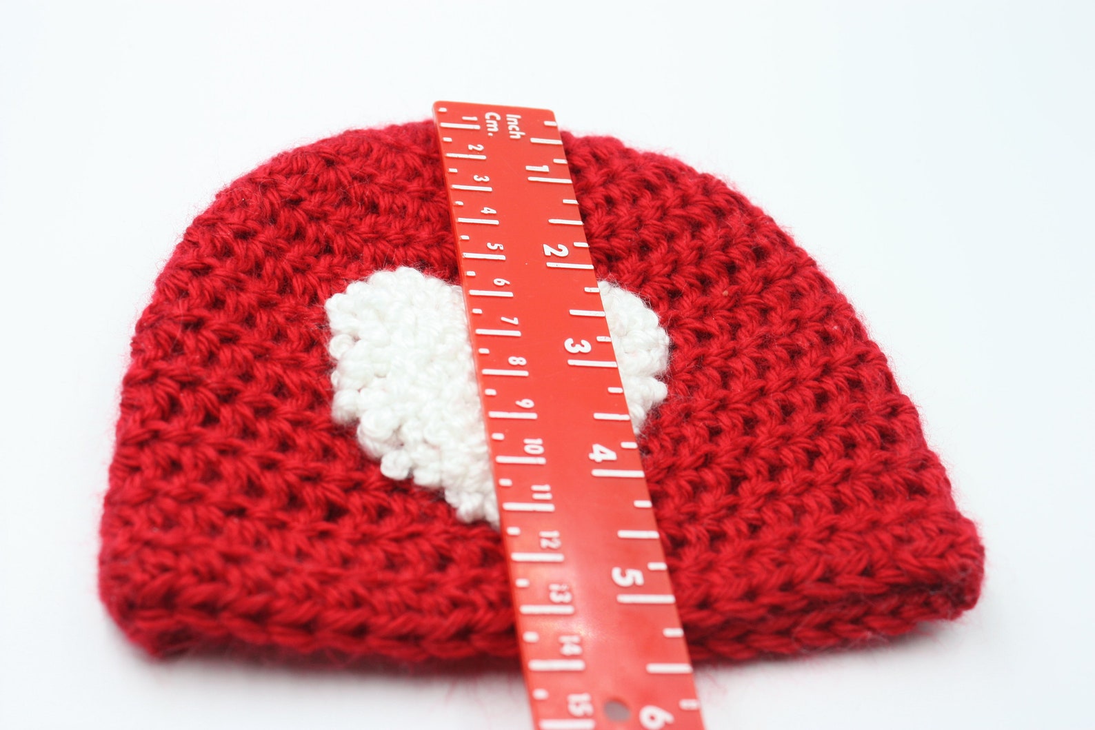 White Heart Red Baby Hat - Valentine Baby Gift - Infant Crochet Beanie ...