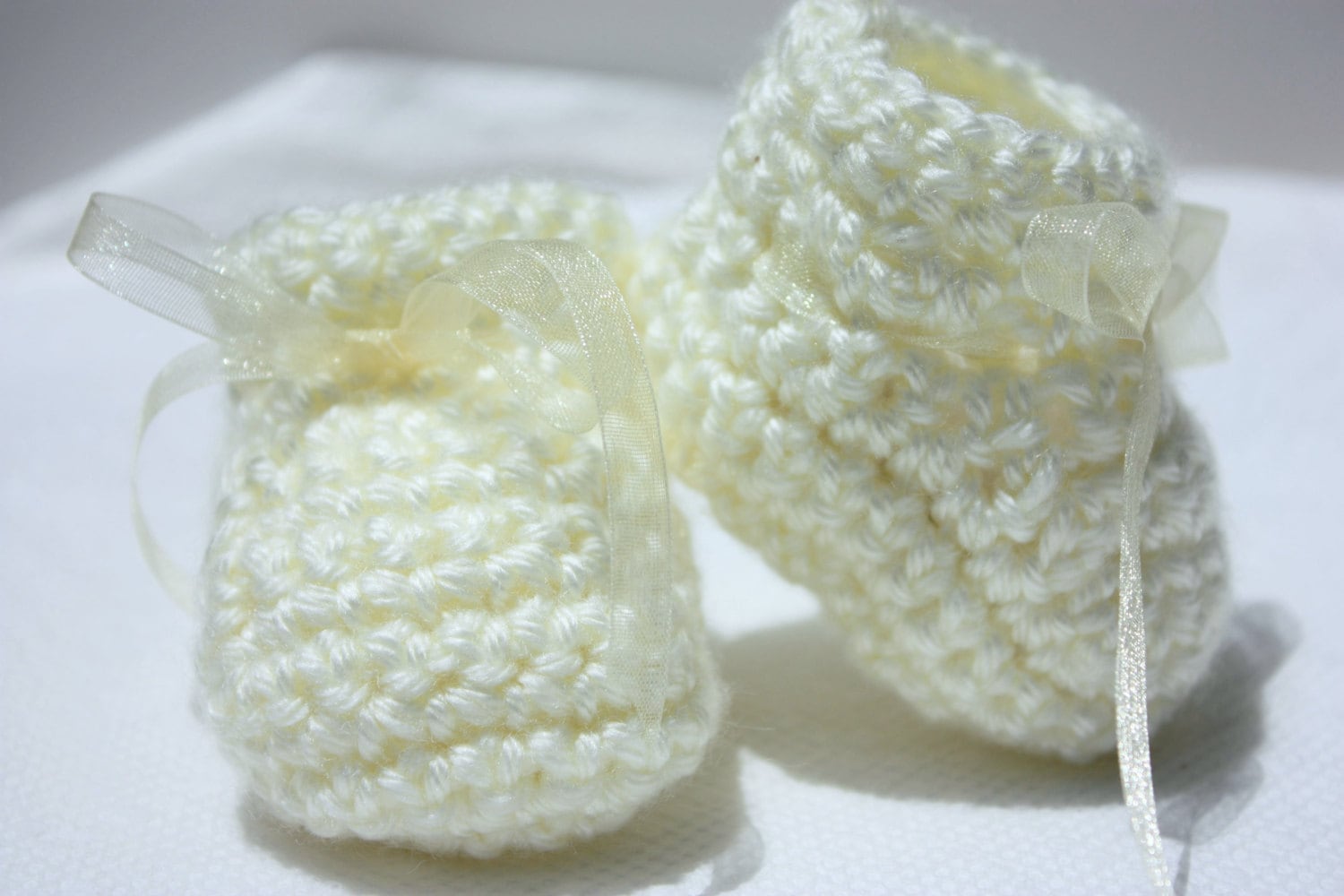 Pastel Yellow Crocheted Baby Booties Yellow Baby Shoes Crocheted Baby ...