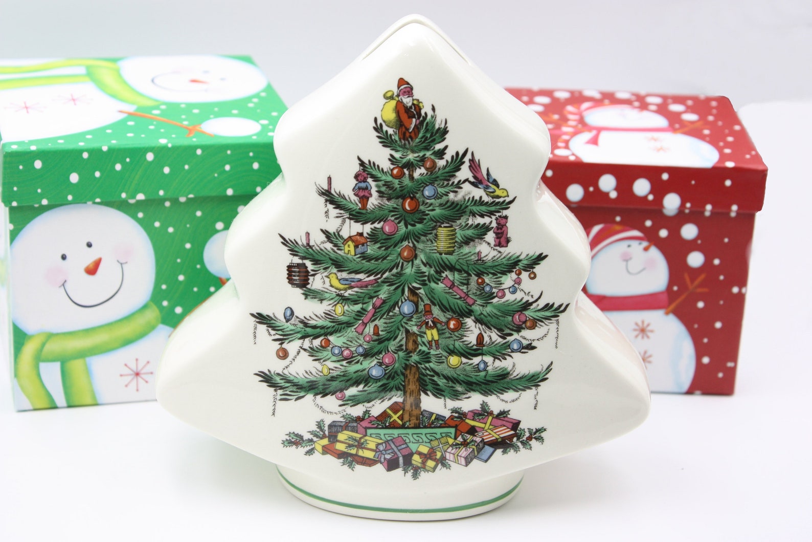 Spode Christmas Tree Money Bank - Vintage Holiday Tree Bank - Ceramic ...