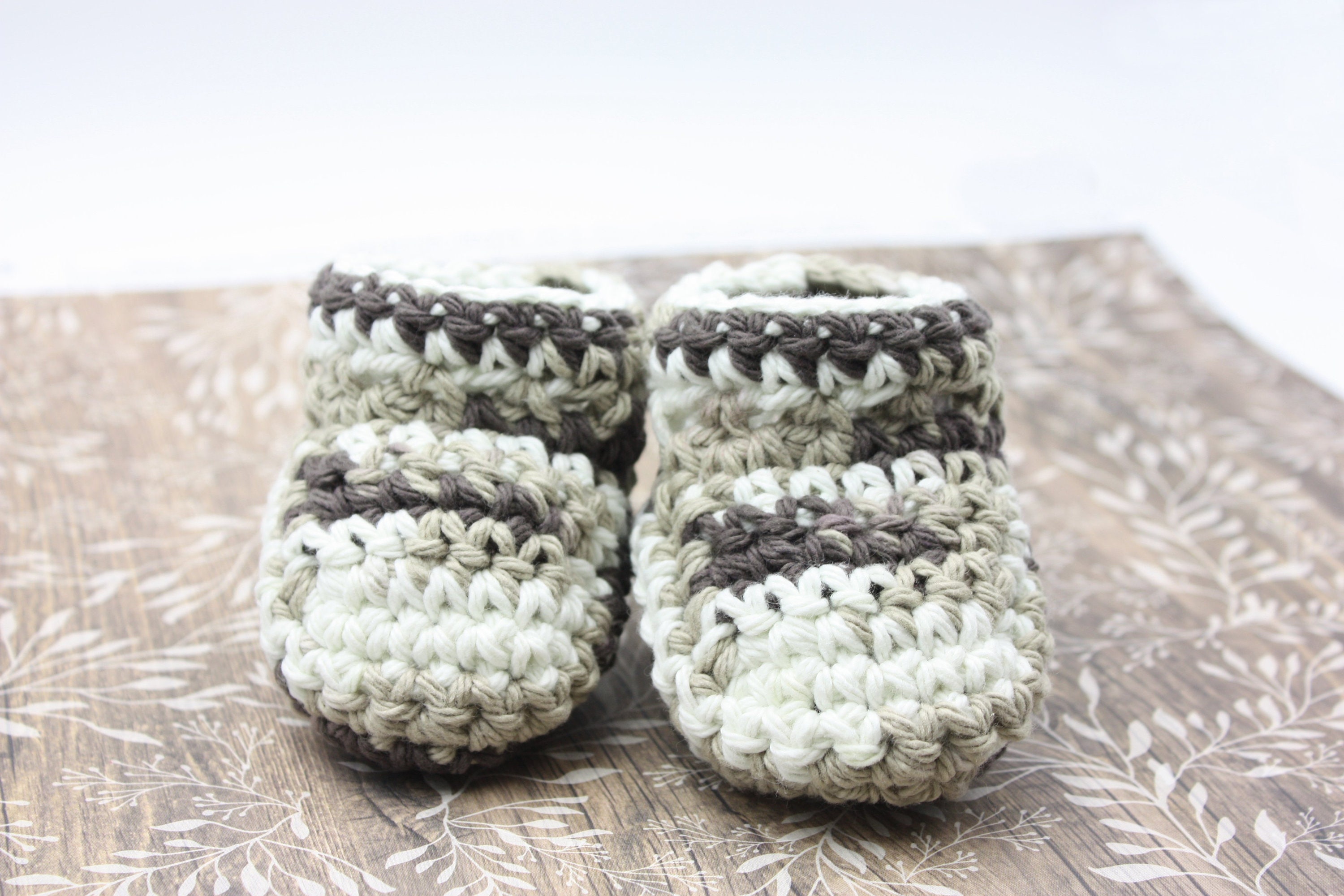 Variegated Brown Cotton Baby Booties Summer Boy Booties Crochet Boy ...