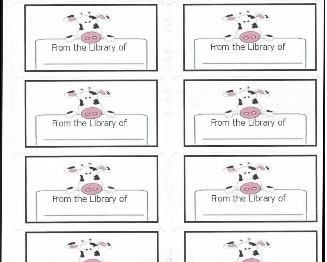 Spotted Cow Book Labels - Printable Book Labels - Digital File ...