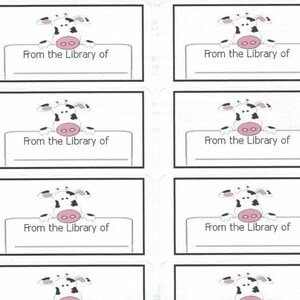 Spotted Cow Book Labels - Printable Book Labels - Digital File ...