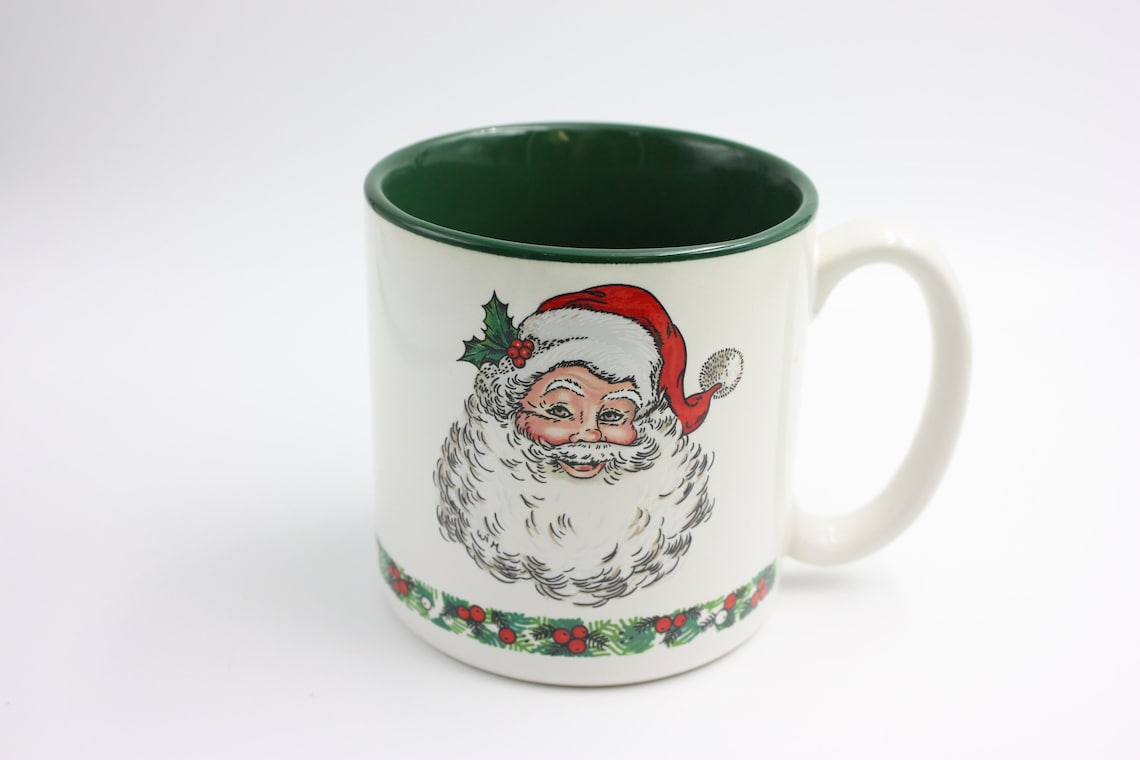 Christmas Santa Mug Vintage Holiday Mug Santa Ceramic Coffee or Tea Cup ...