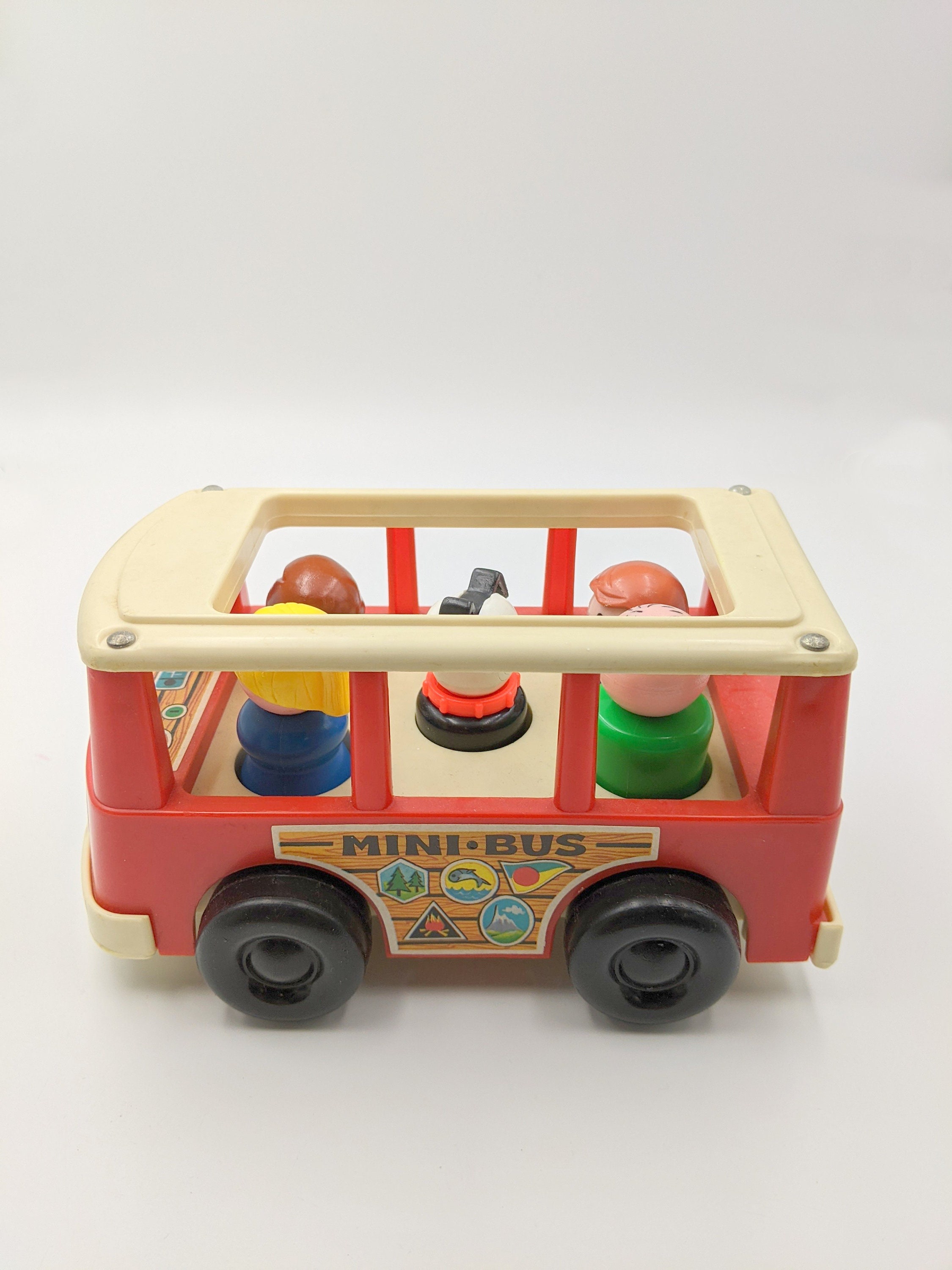 Red Fisher Price Mini Bus With Five Little People Vintage Fisher Price ...
